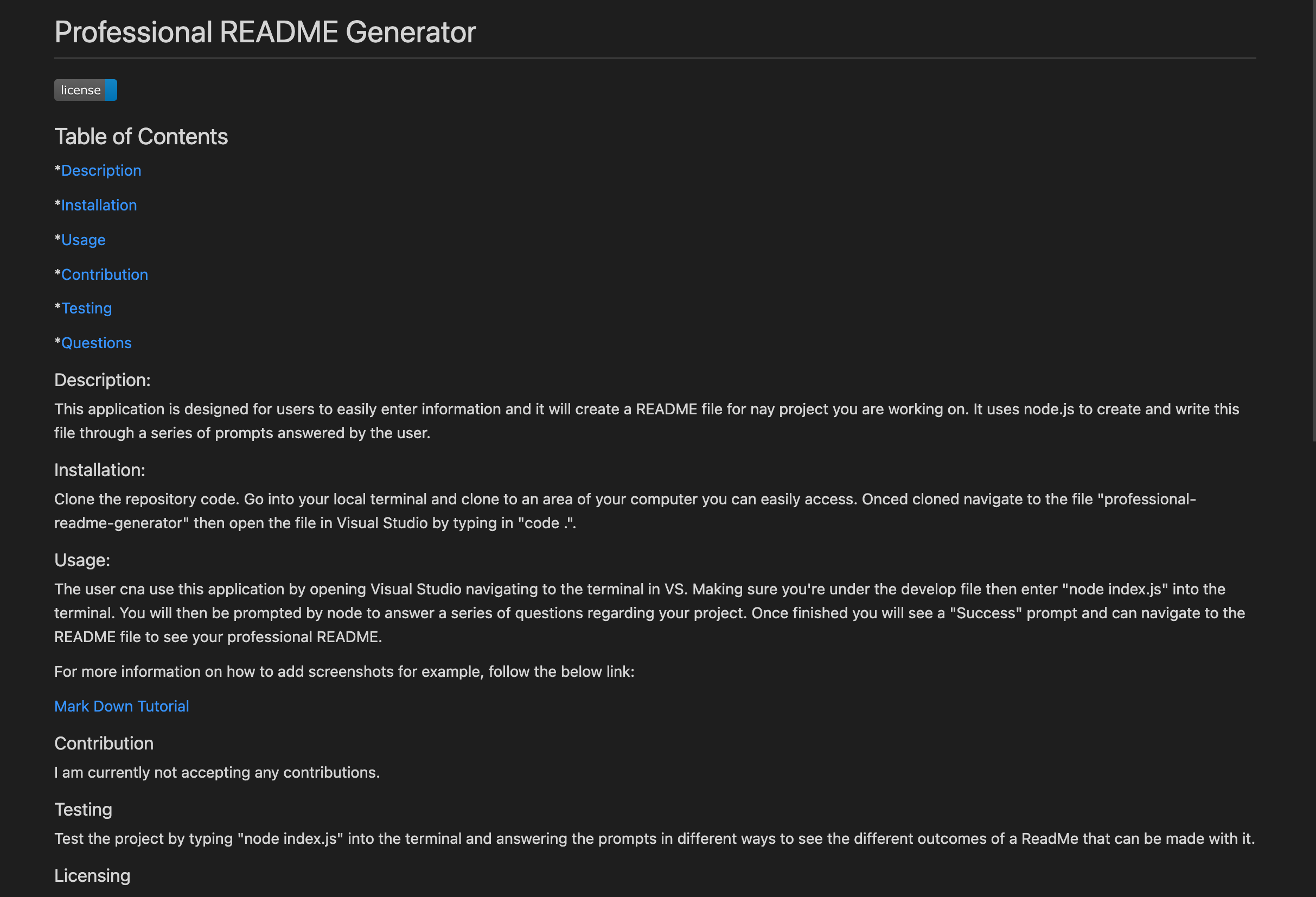 GitHub - andreaspencer/professional-readme-generator