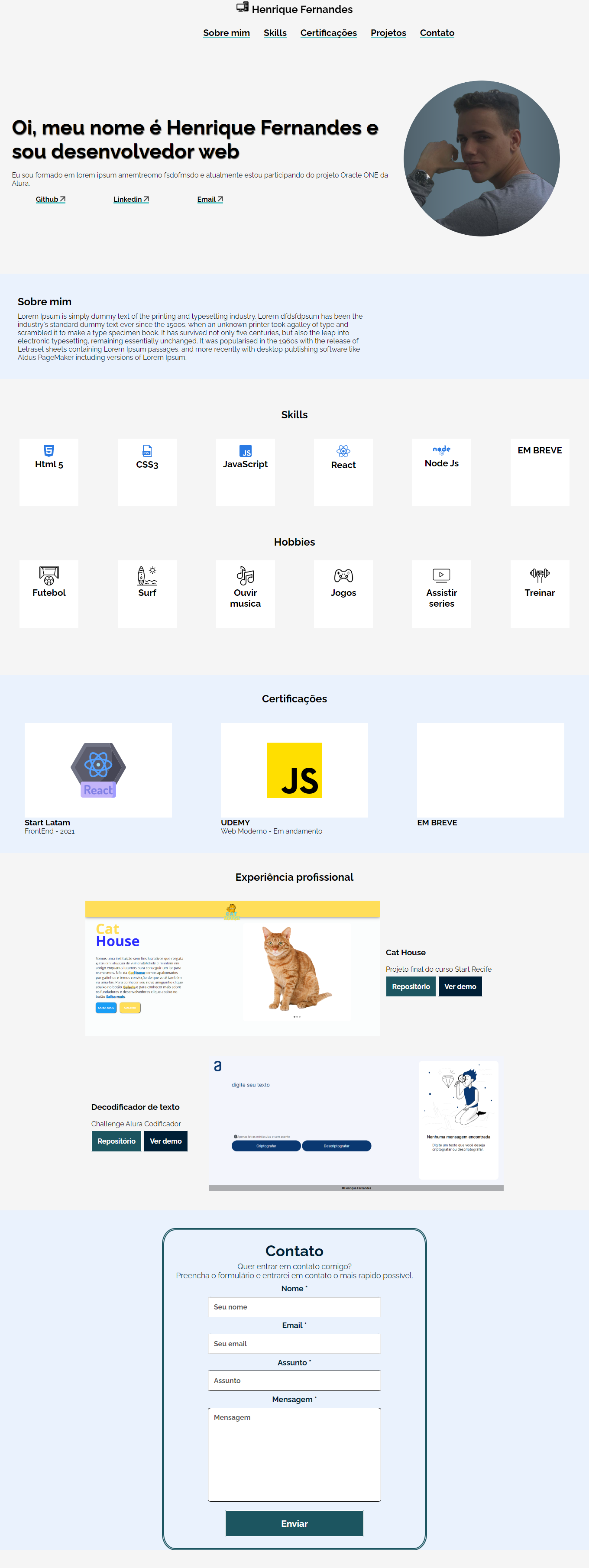 GitHub - henriferi/portifolio: challenger ALURA. Criação de um ...