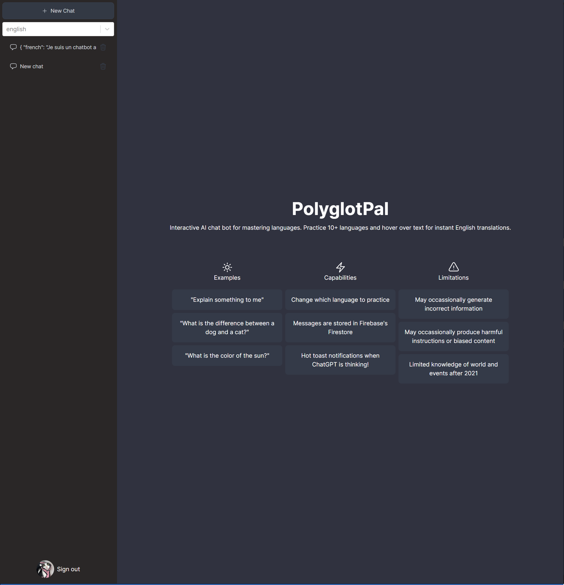 GitHub - jwaang/polyglot-pal-ai: Multilingual chat bot ai app built with ChatGPT and NextJS