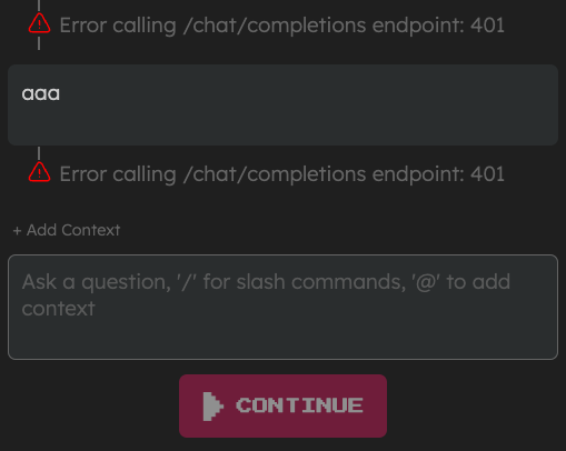 Show error message when the model fails · Issue #571 · continuedev/continue · GitHub