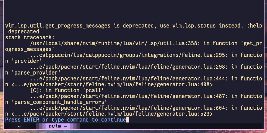 Feline Not Updated To Nvim 010 · Issue 508 · Catppuccinnvim · Github 