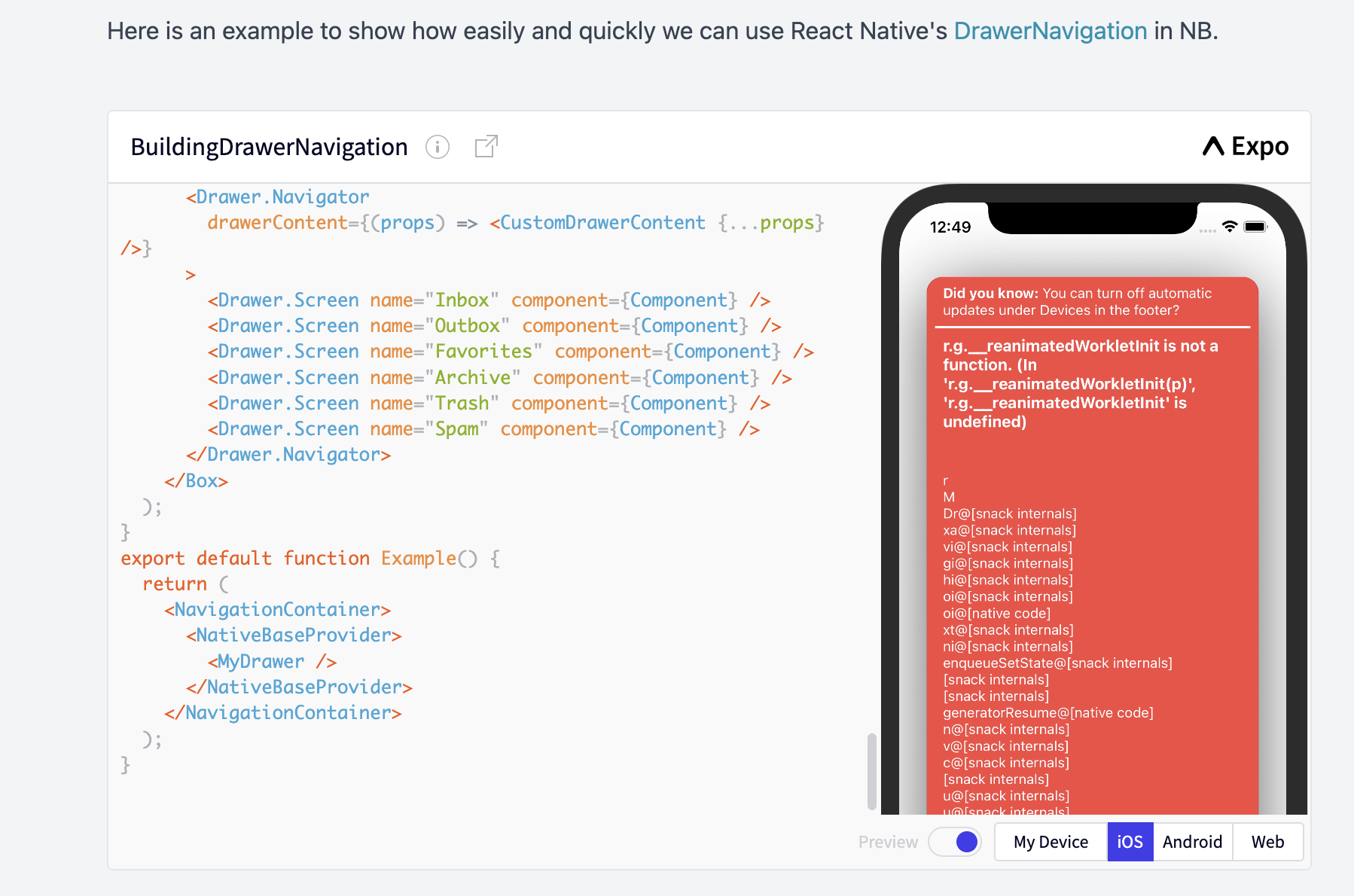 Navigation Is Broken In Prod Website Demo · Issue 5506 · Geekyantsnativebase · Github