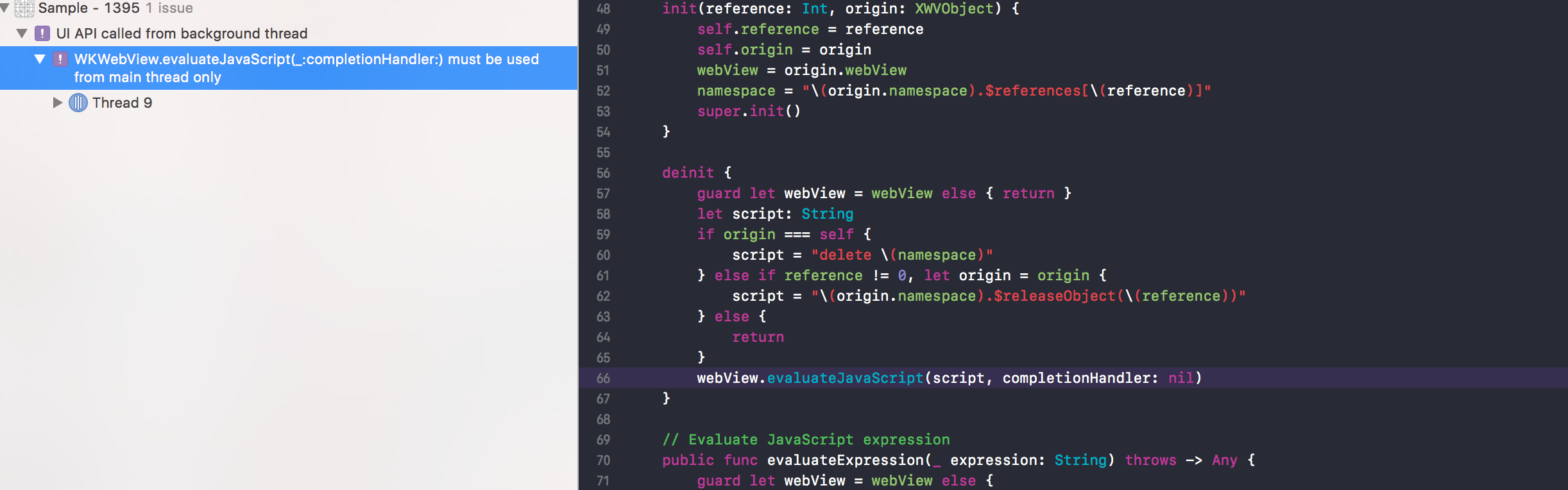 Crash in sample app when press on "Echo" button · Issue #89 · XWebView/XWebView · GitHub