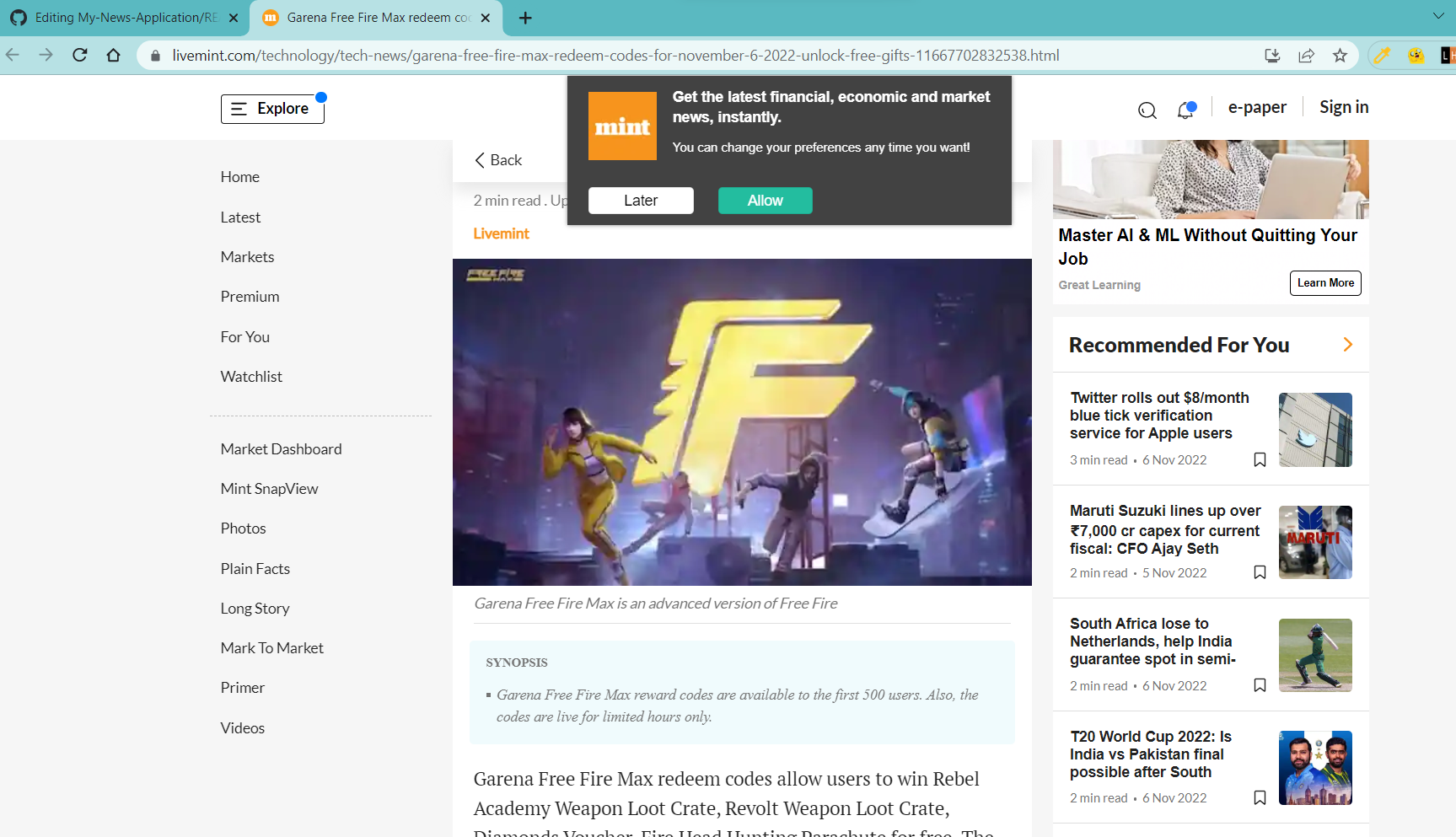 GitHub - diyagoyal98/My-News-Application: This is the news application made with the help of ...