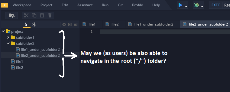 [feauture Request Not An Issue] Make Users Be Able To Navigate In The Root Folder As