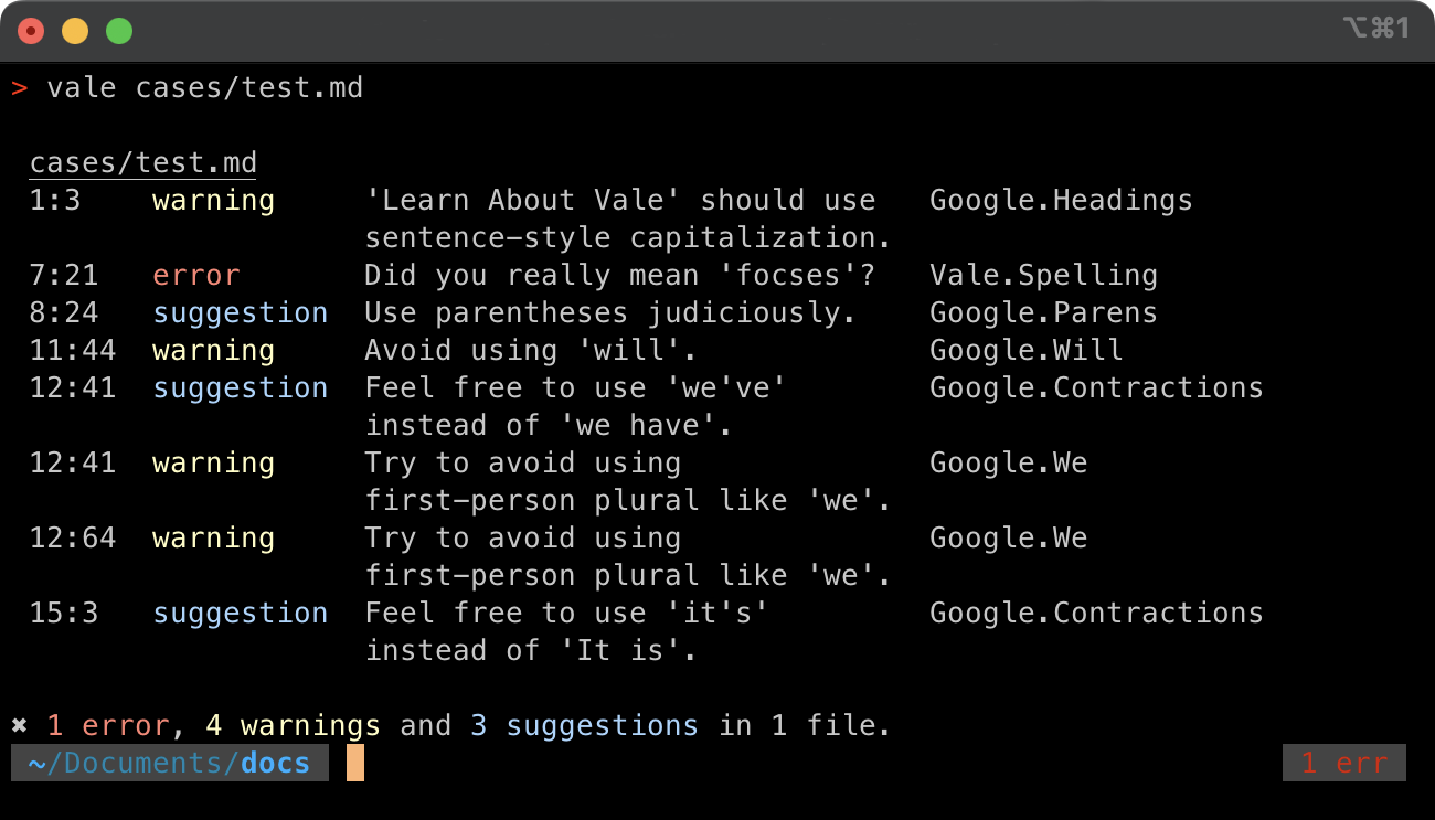 Vale - A linter for prose