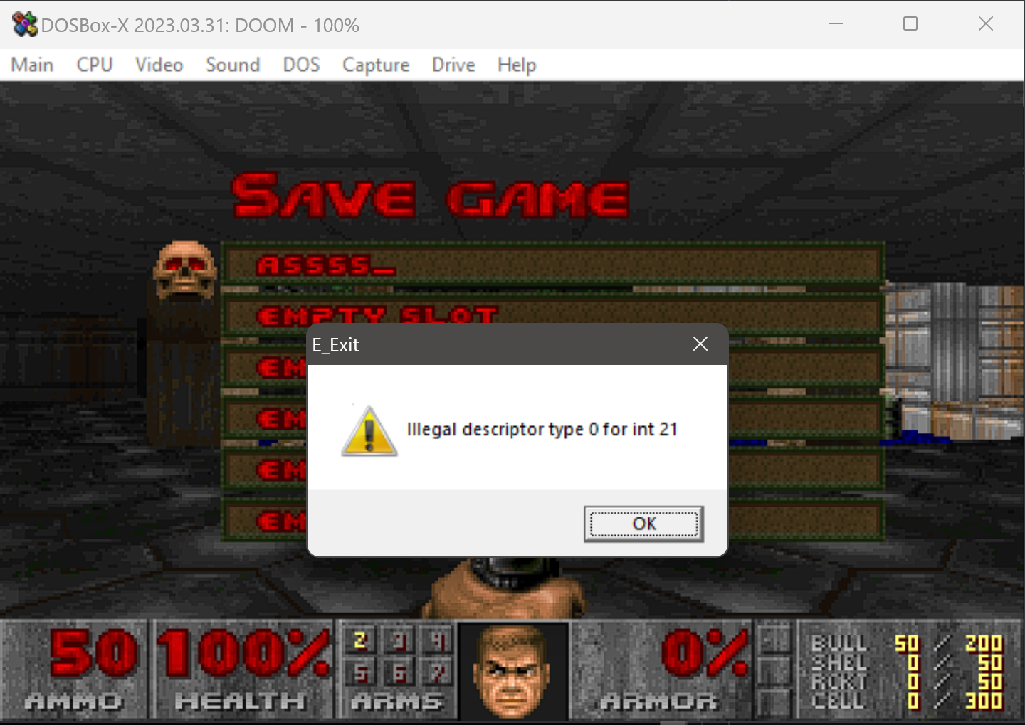 Dosbox-staging crashes with Ultimate Doom (UDoom32) · Issue #2523 · dosbox-staging/dosbox ...