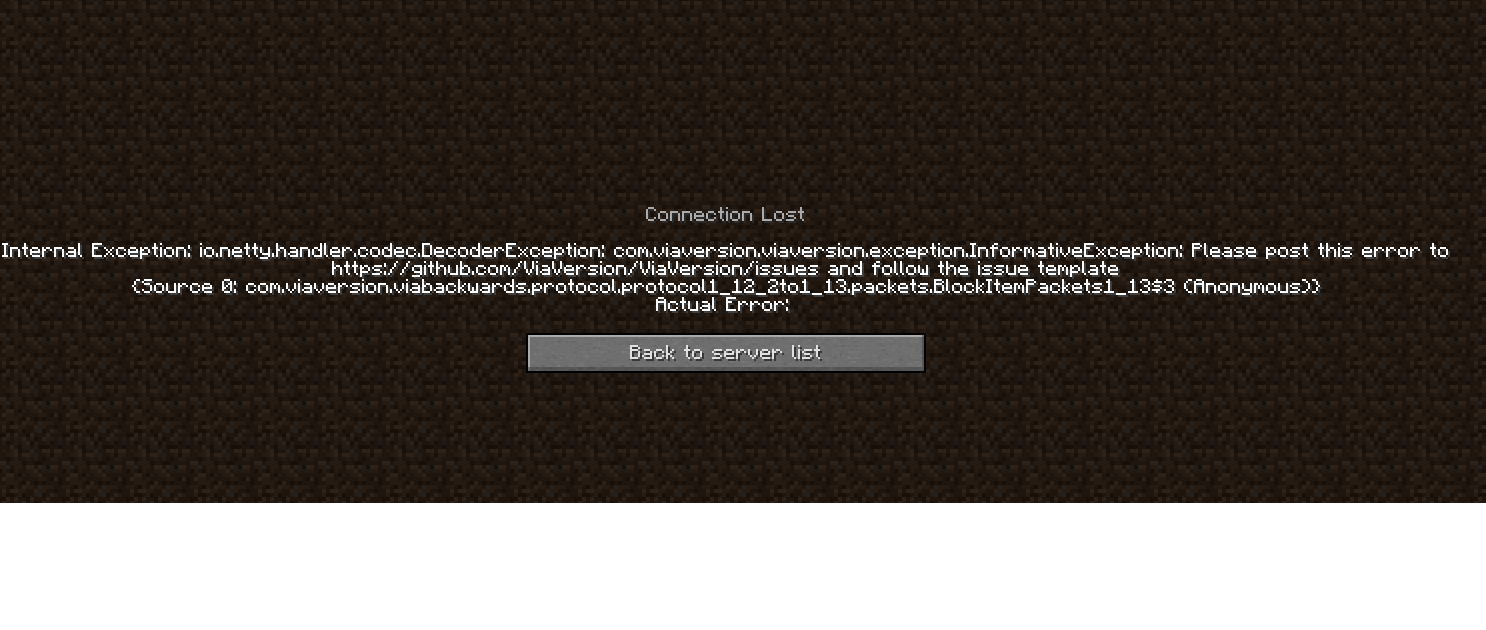 Cannot connect to server with viaversion · Issue #2692 · ViaVersion/ViaVersion · GitHub