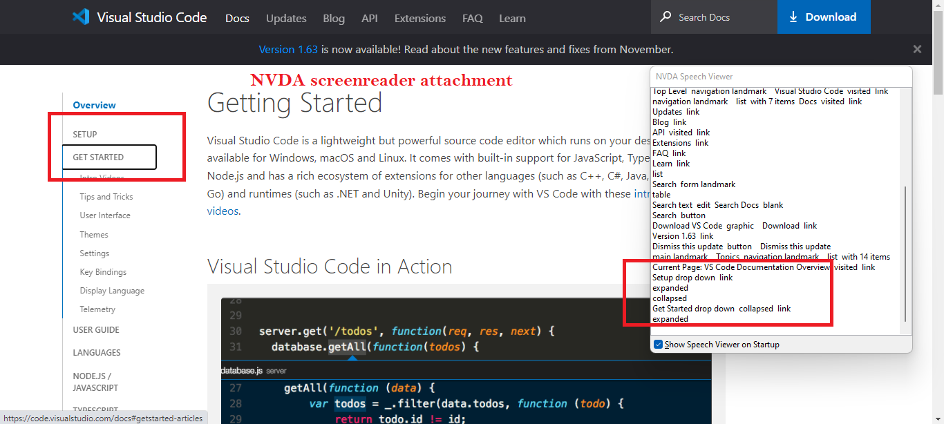 A11y_Visual Studio Code Services_Docs_Left Right Navigation_Screenreader : Narrator doesn't ...
