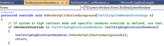 Change modifier of `ToolStrip` button background rendering methods to `internal` · Issue #5672 ...