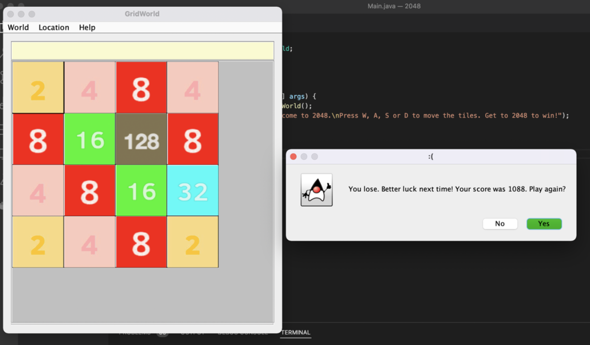 GitHub - qaziashikin/2048: 2048 built using the GridWorld graphical environment