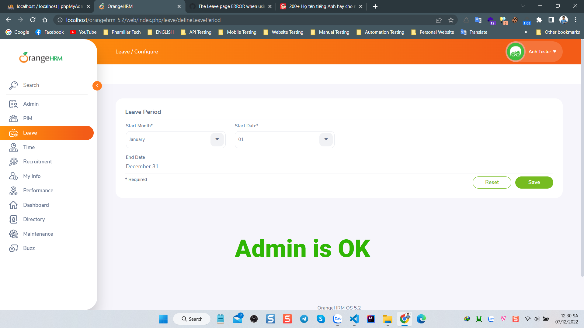 The Leave page ERROR when using the Employee account to login · Issue #1561 · orangehrm ...