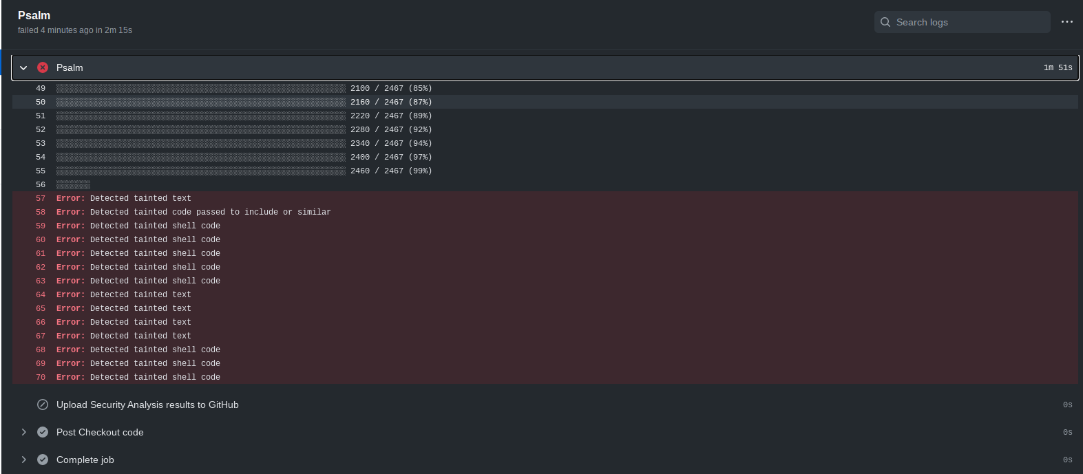 Security Analysis step errors out · Issue #20 · psalm/psalm-github-actions · GitHub