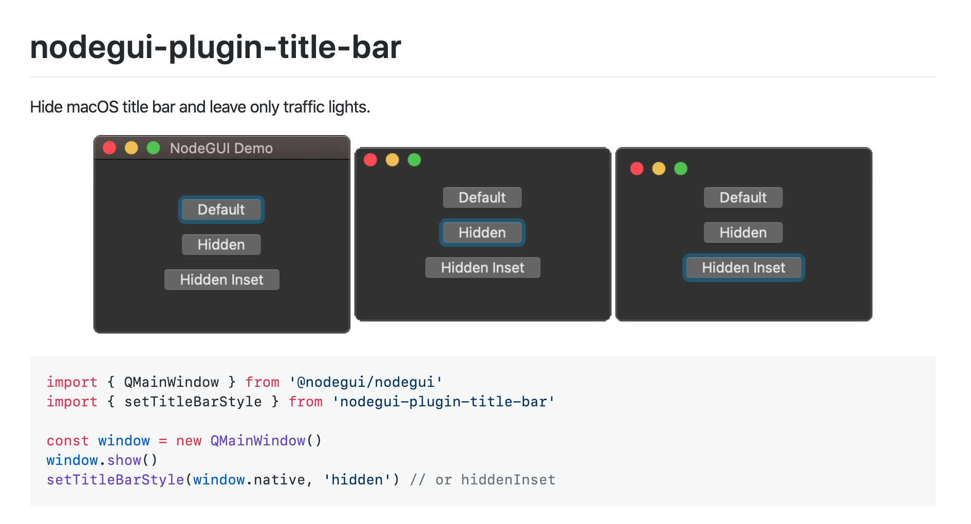 Custom (wide) MacOS titlebar or custom traffic-lights positioning · Issue #161 · nodegui/nodegui ...
