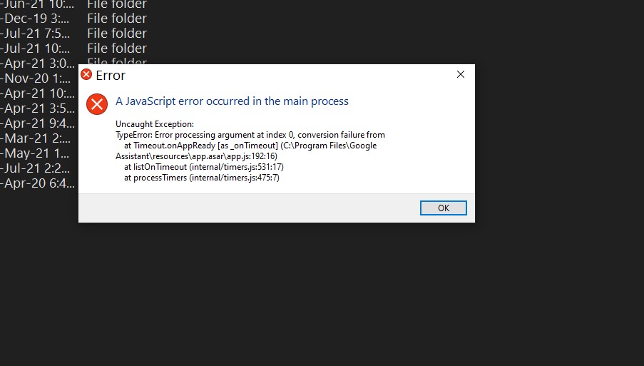 Not opening for error · Issue #458 · Melvin-Abraham/Google-Assistant ...