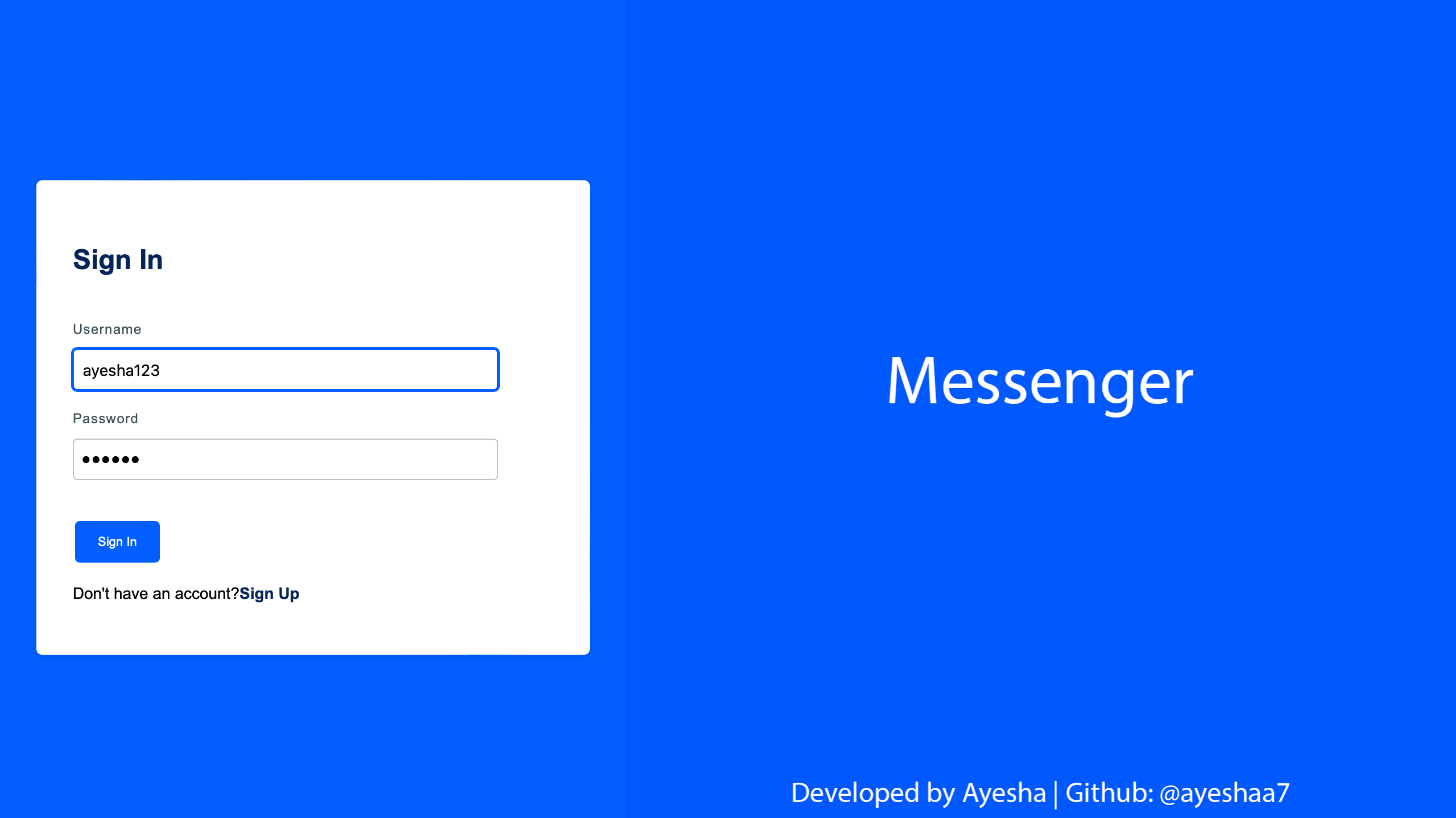 GitHub - ayeshaa7/Messenger-App