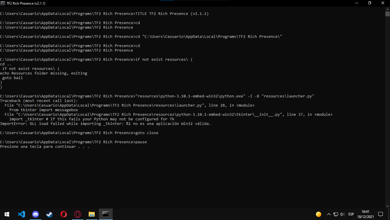 The application does not load · Issue #217 · Kataiser/tf2-rich-presence · GitHub