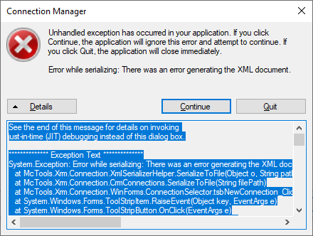 Error after creating first connection, Xml Document · Issue #956 · MscrmTools/XrmToolBox · GitHub