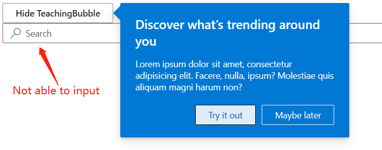 [Bug][React / v8]: TeachingBubble blocks the page that caused by the "preventDismissOnEvent ...