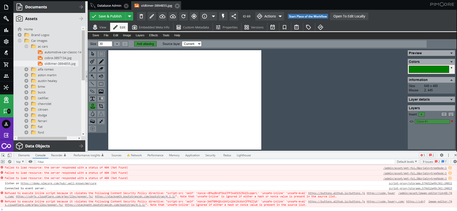 [Bug] Minipaint not considered in Content Security Policy · Issue #12331 · pimcore/pimcore · GitHub