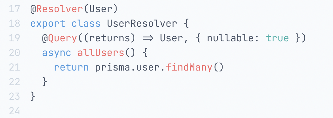 Incorrect Typegraphql Code First Example In Userresolver · Issue 3518 · Prisma Prisma
