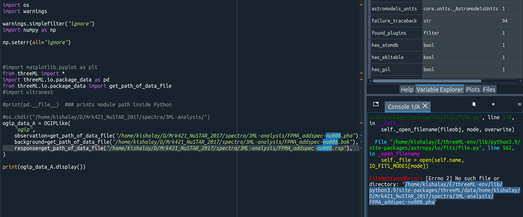 OGIPLike plugin cannot find spectra: get_path_of_data_file() · Issue #556 · threeML/threeML · GitHub