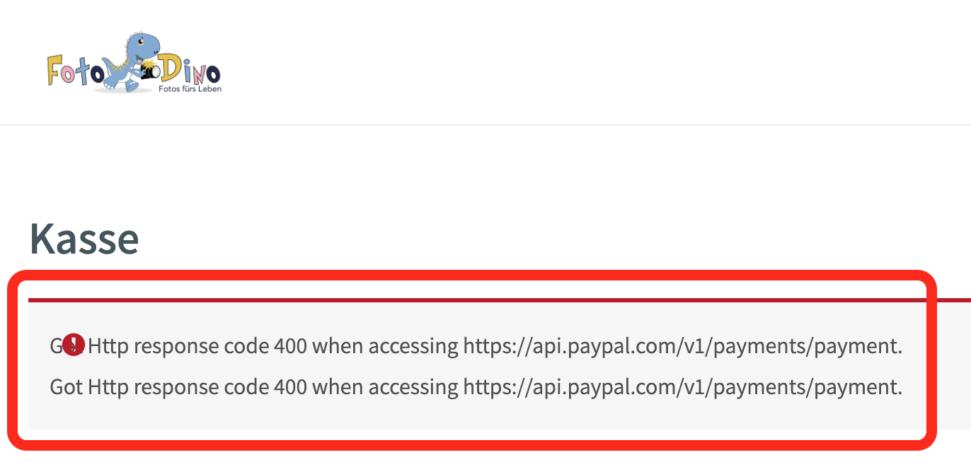 Getting ´Got Http response code 400 when accessing https://api.paypal.com/v1/payments/payment ...