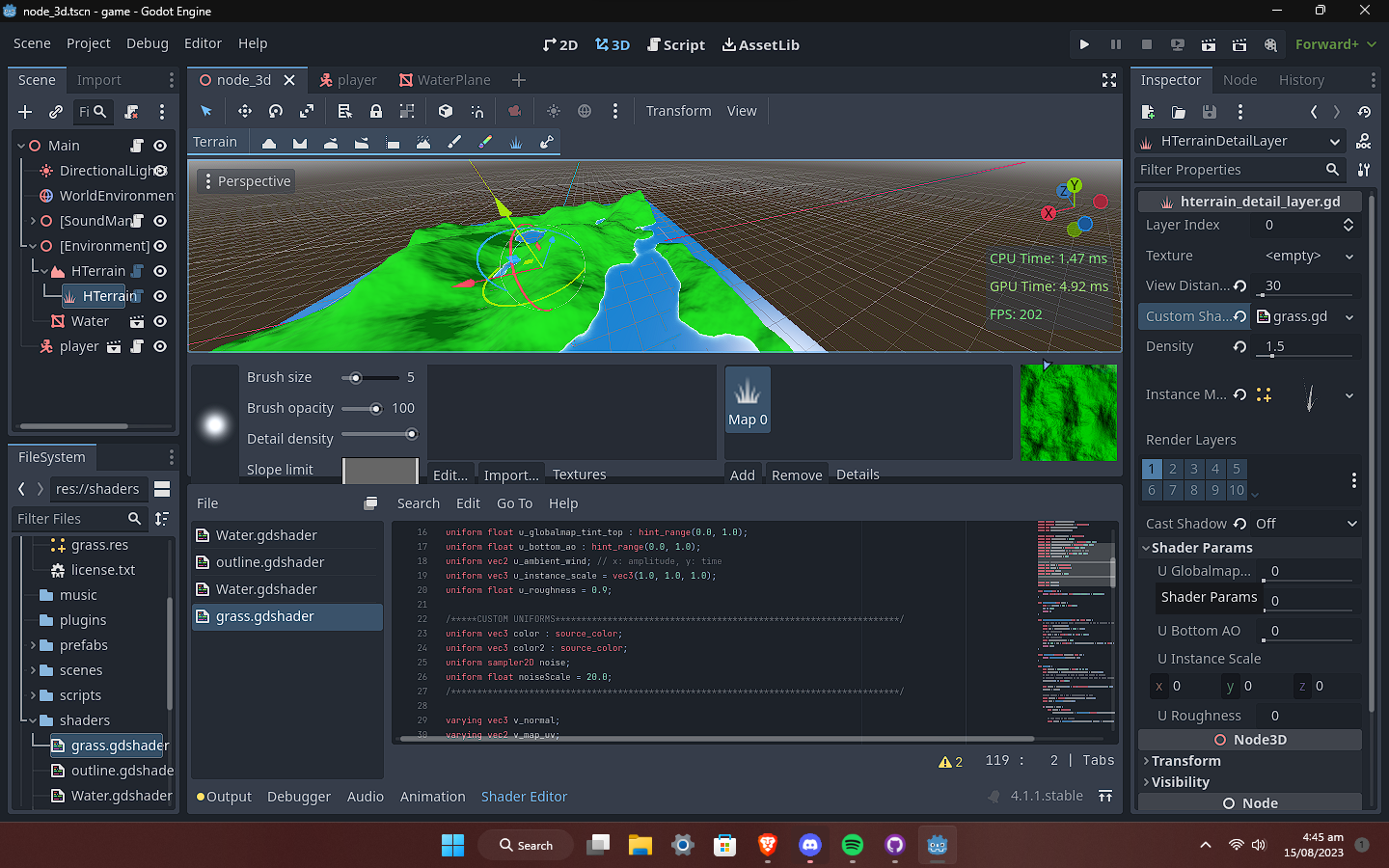 Using a custom grass shader,the colour is black and it doesnt conform to the terrain. No shaders ...