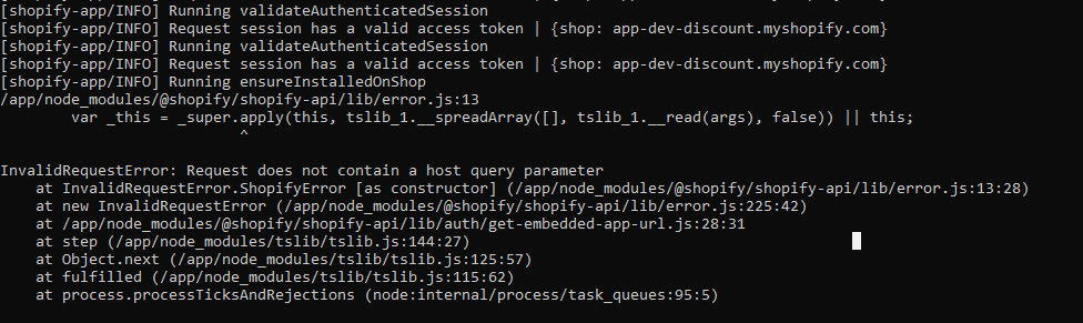 Request Does Not Contain A Host Query Parameter Shopify App Error · Issue 1213 · Shopify