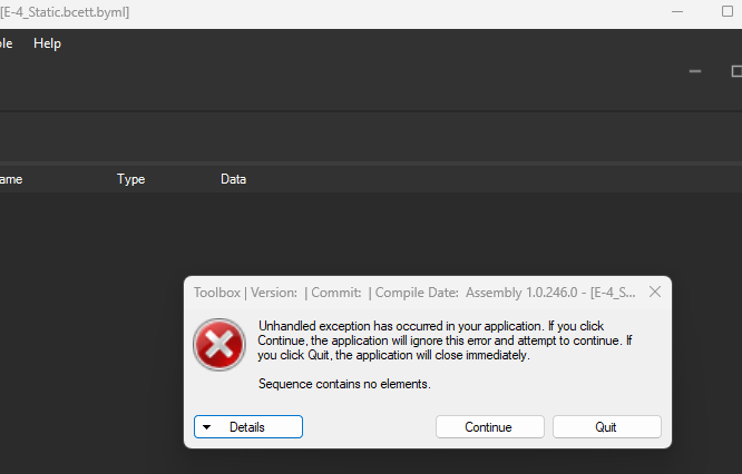 Sequence no elements error · Issue #641 · KillzXGaming/Switch-Toolbox · GitHub