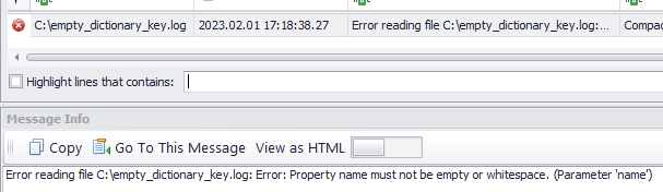 Can't parse dictionary that contains an empty key · Issue #499 · Analogy-LogViewer/Analogy ...