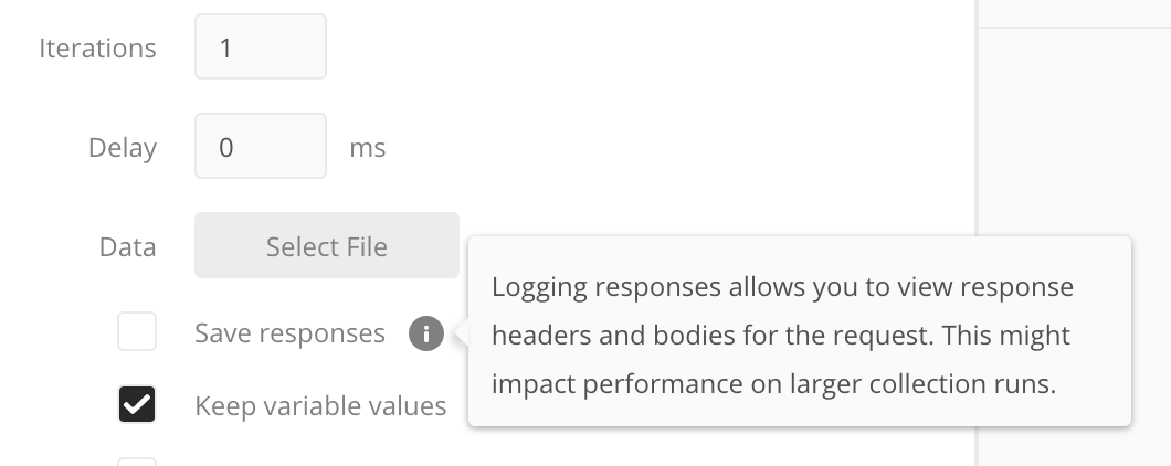Collection runner - After run, "Data unavailable" for response headers ...