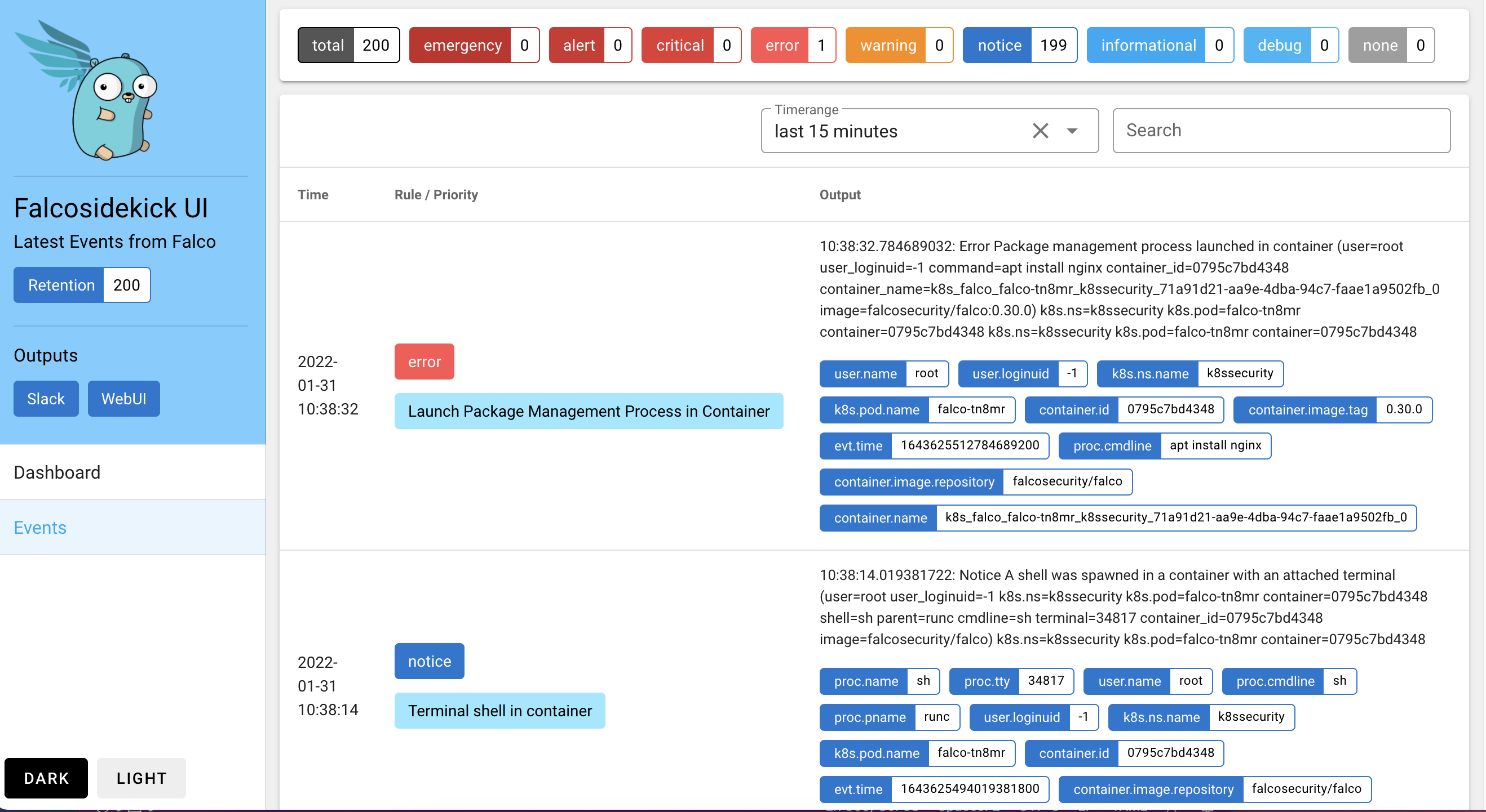 Error event disappers in the falco dashboard · Issue #303 · falcosecurity/falcosidekick · GitHub