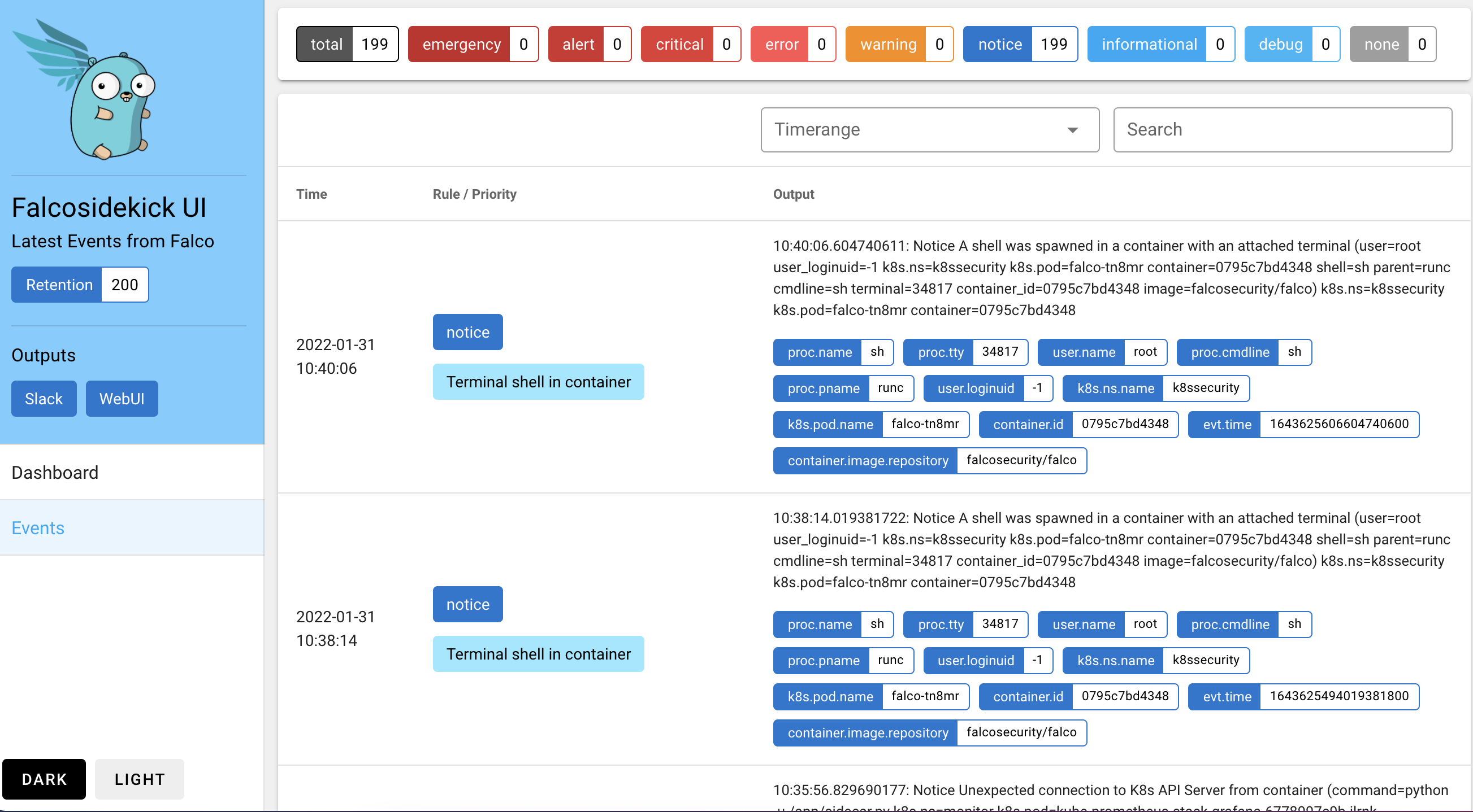 Error event disappers in the falco dashboard · Issue #303 · falcosecurity/falcosidekick · GitHub