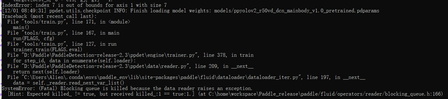 检测训练报错 · Issue 4762 · Paddlepaddlepaddledetection · Github