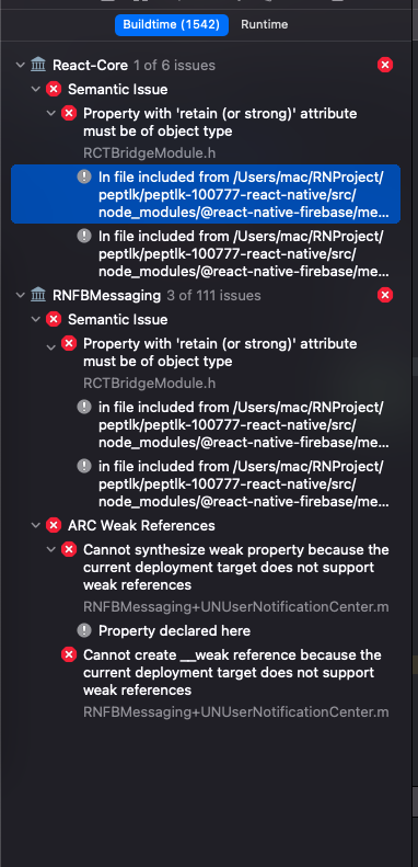 Ios Getting Error Rctbridgemodule H Property With Retain Or Strong Attribute Must Be Of