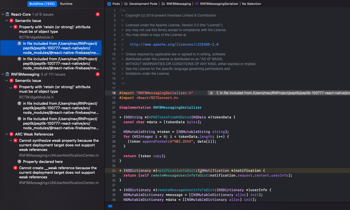 Ios Getting Error Rctbridgemoduleh Property With Retain Or Strong Attribute Must Be Of