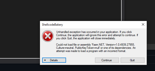 Dll issue · Issue #1 · VollRagm/ShellcodeBakery · GitHub