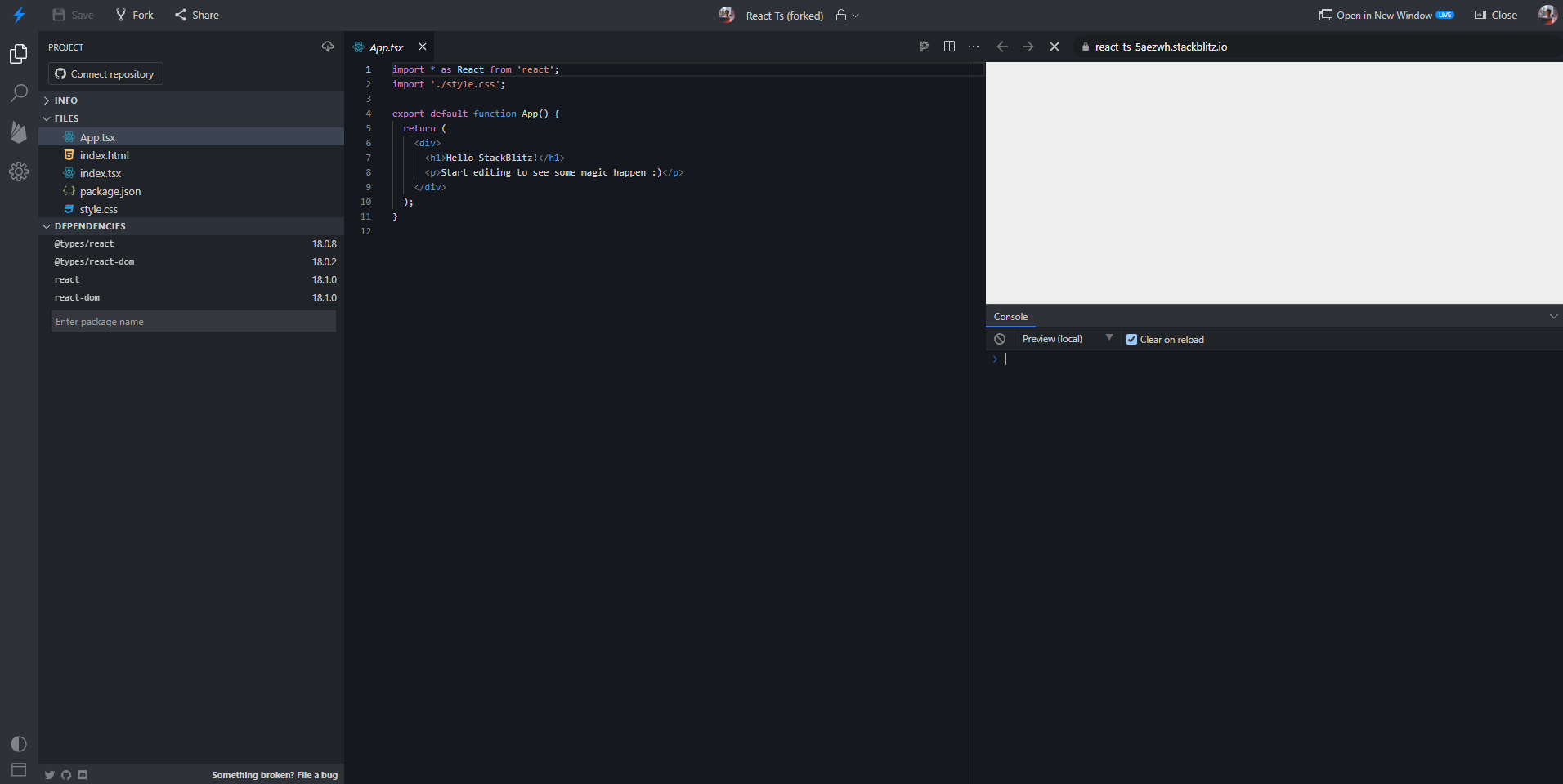 Preview Page Is Always Blank · Issue 1934 · Stackblitz Core · Github