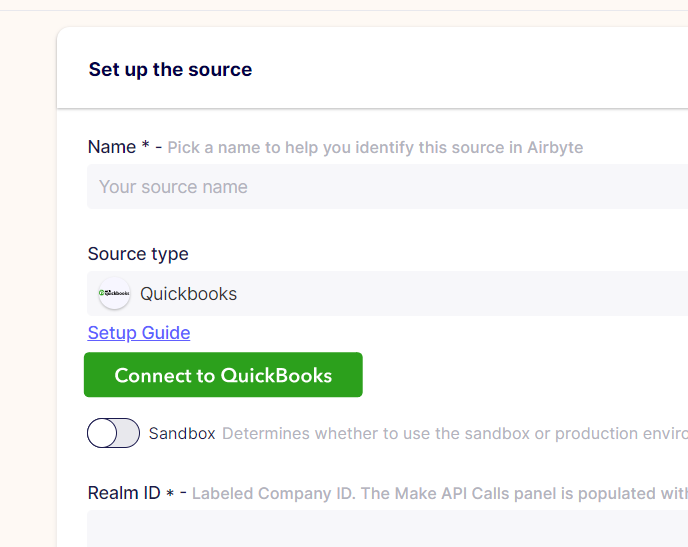 QuickBooks source - implement the Connect_to_QuickBooks button · Issue ...