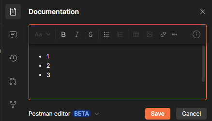 Bullet list does not work at all in postman editor · Issue #11285 · postmanlabs/postman-app ...
