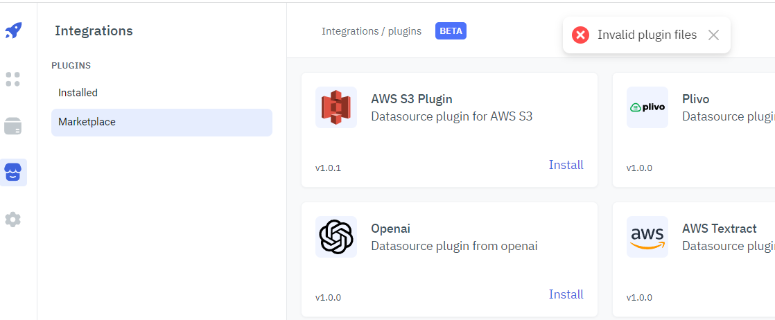 Cant Install Plugins From Marketplace · Issue 6647 · Tooljettooljet · Github