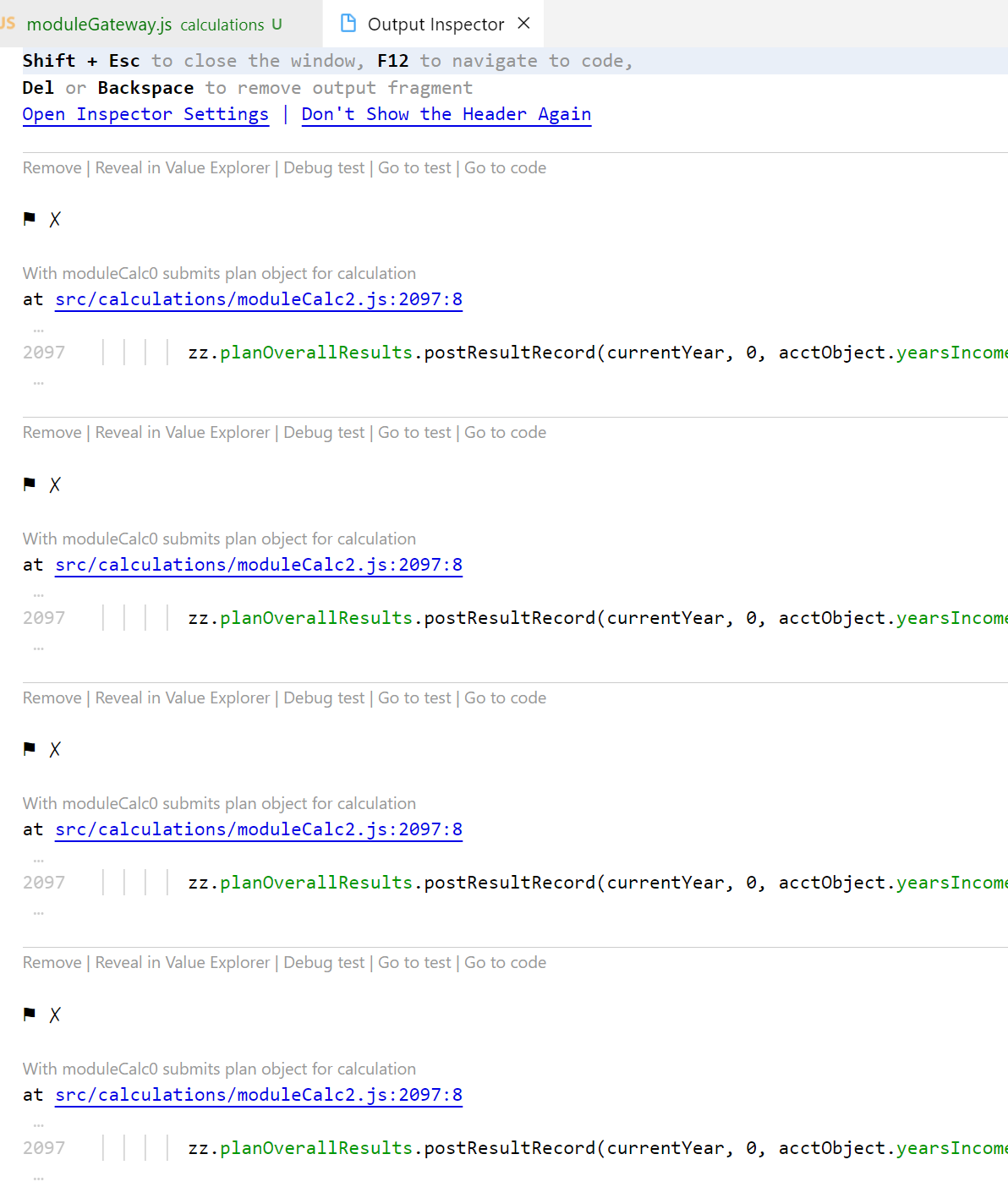 The Output Inspector is wrong to show in this case? · Issue #2706 · wallabyjs/public · GitHub
