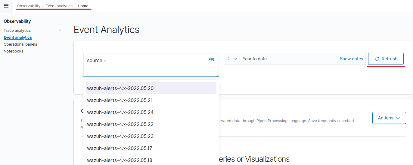 [BUG] Event Analytics not showing up data when index name contains dots using back ticks (Wazuh ...