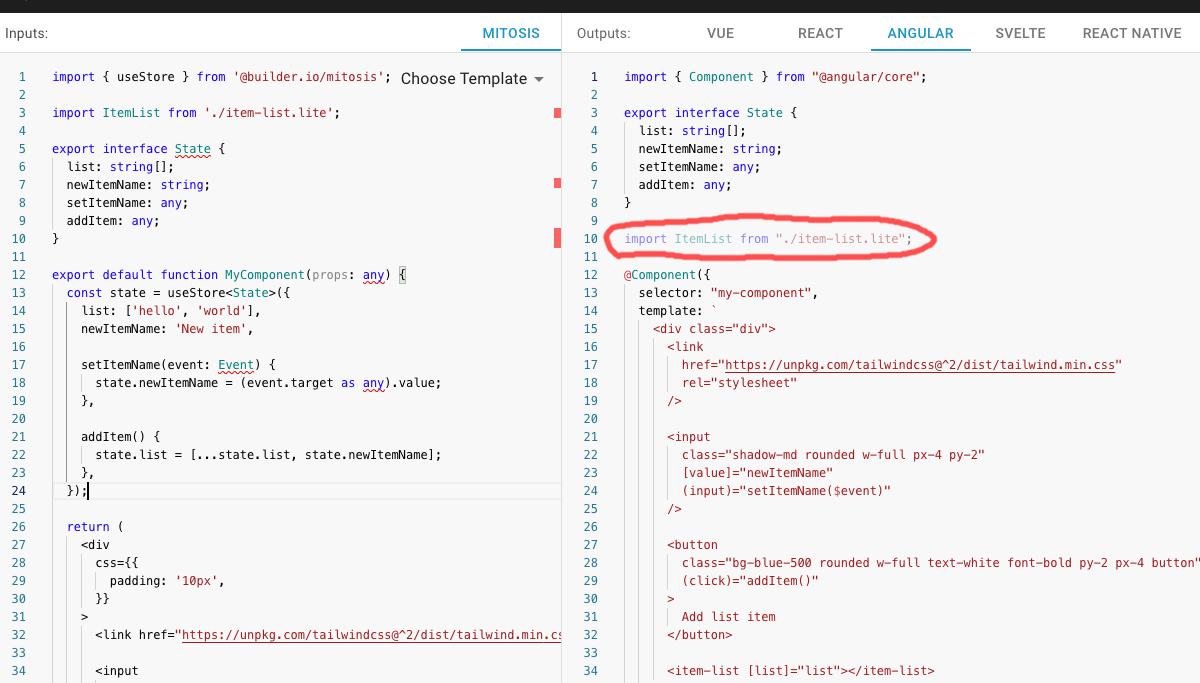 Angular component should not import child component · Issue #508 · BuilderIO/mitosis · GitHub