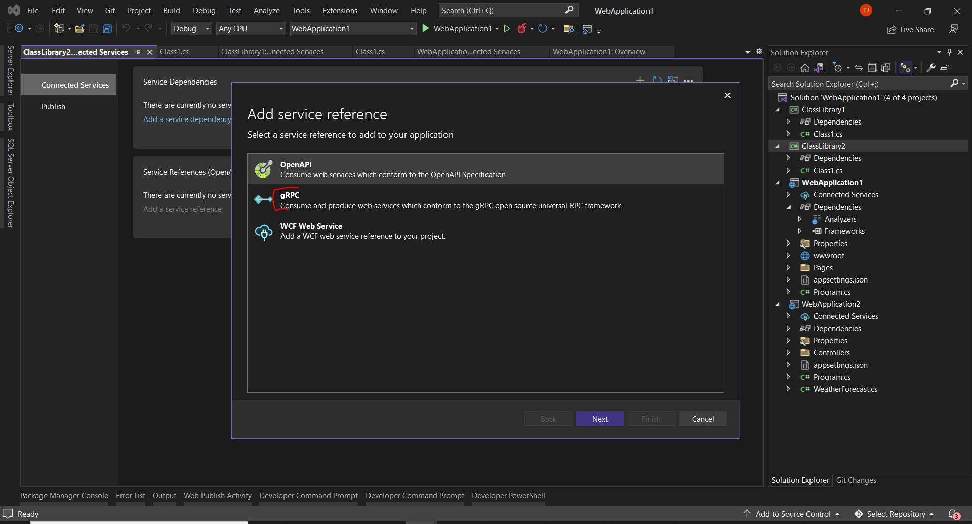 Can't Add gRPC Connected Service to .NET Standard Class Library Project · Issue #30391 · dotnet ...