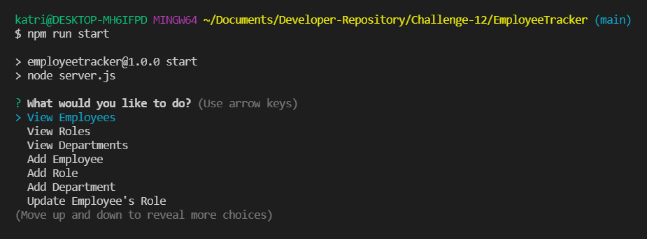 GitHub - krod2016/EmployeeTracker
