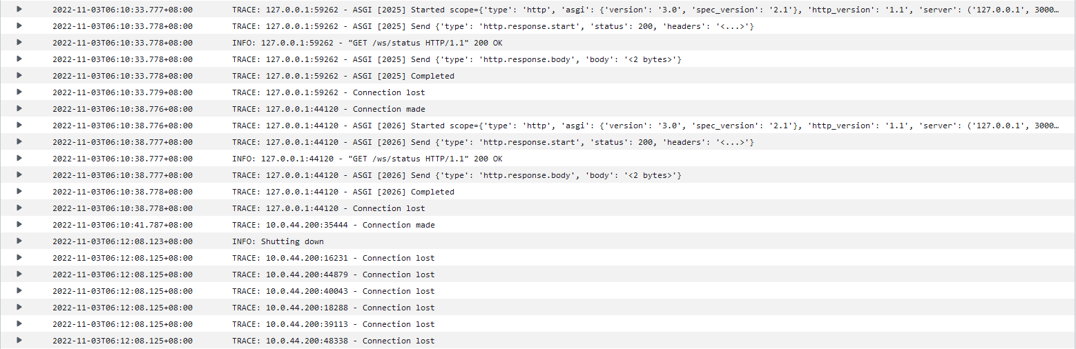After 3 hours, the FastAPI is unable to respond and dies ECONNREFUSED ...