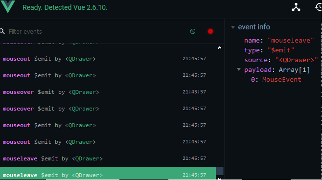 q-drawer fires x-hundred mouseout/mouseover/moseleave/mouseenter .. events on little mousemove ...