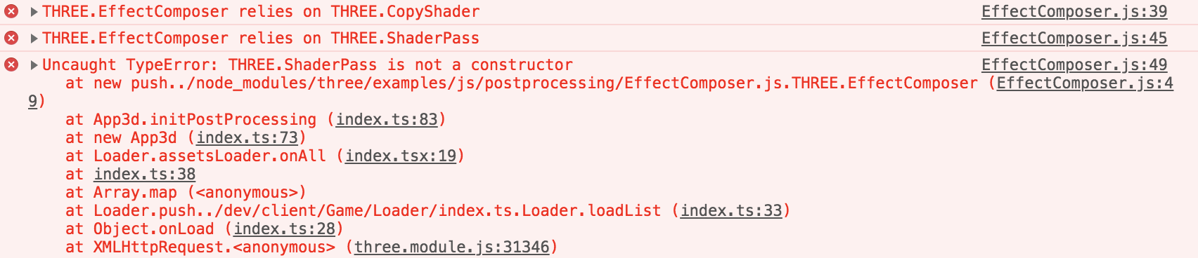 Can not import three/examples/js/postprocessing/RenderPass · Issue #4 · wildpeaks/2018-package ...